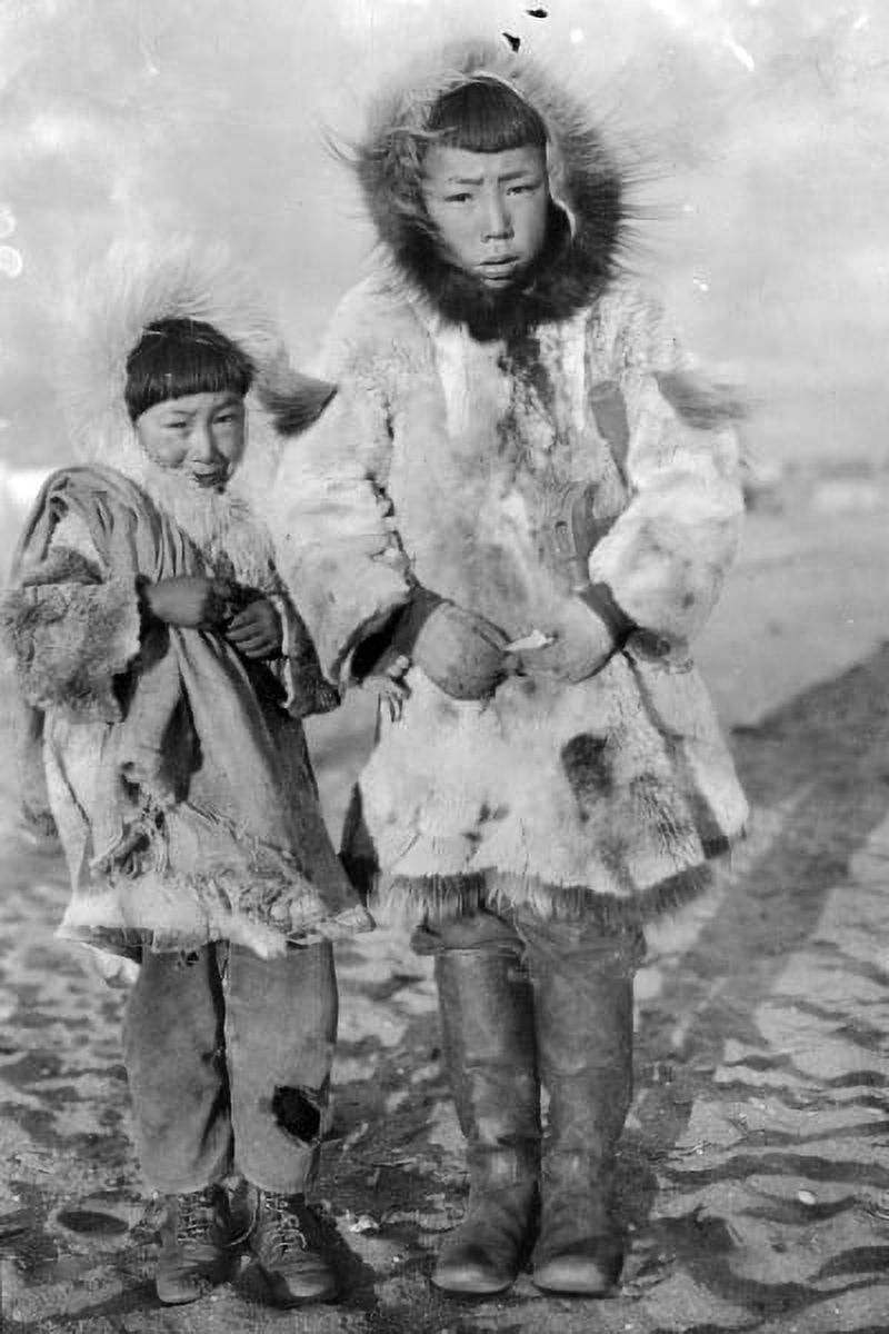 Print: Two Eskimo Boys On A Windy Day, circa 1900 - Walmart.com