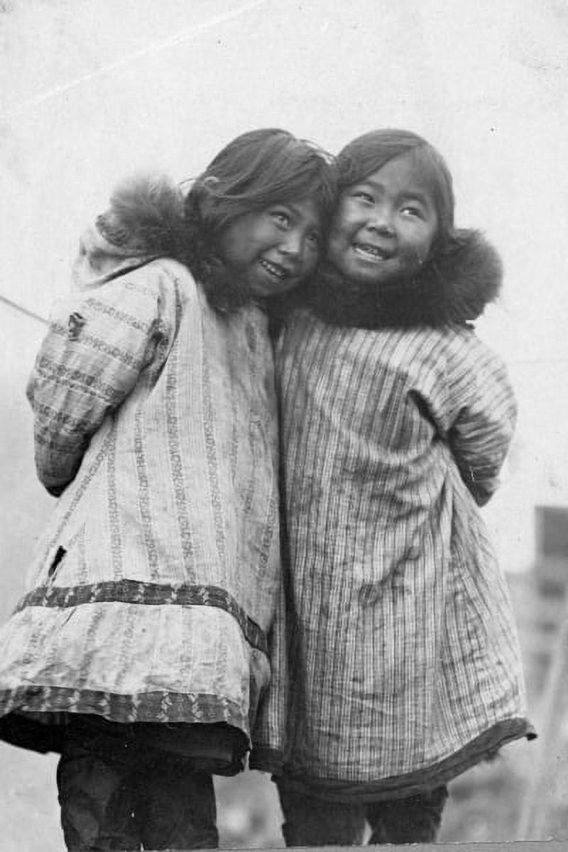 Print: Two Eskimo Girls Standing Side By Side, circa 1900 - Walmart.com