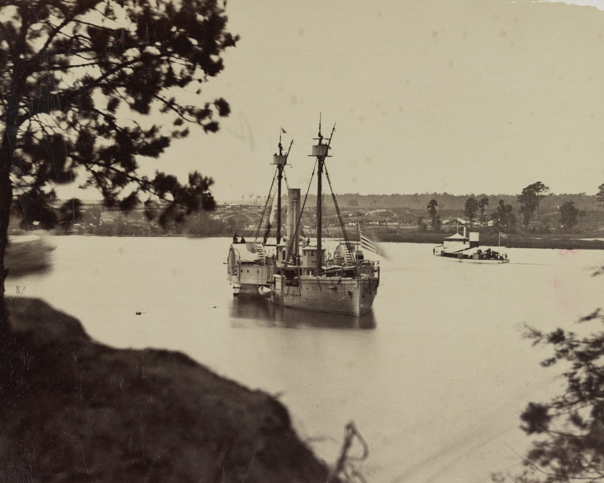 Print: U.S. Gunboat Agawam And The Monitor Saugus, James River, Va ...