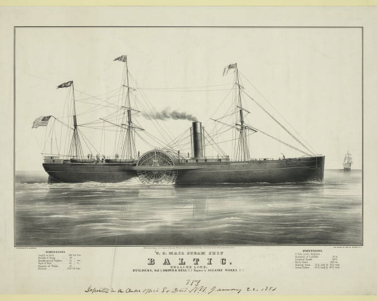 Print: U.S. Mail Steam Ship Baltic: Collins Line. Builders, Hull By ...