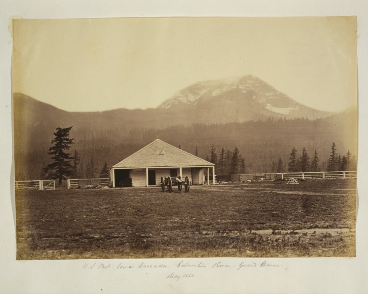 Print: U.S. Post, Lower Cascades, Columbia River - Guard House, May ...