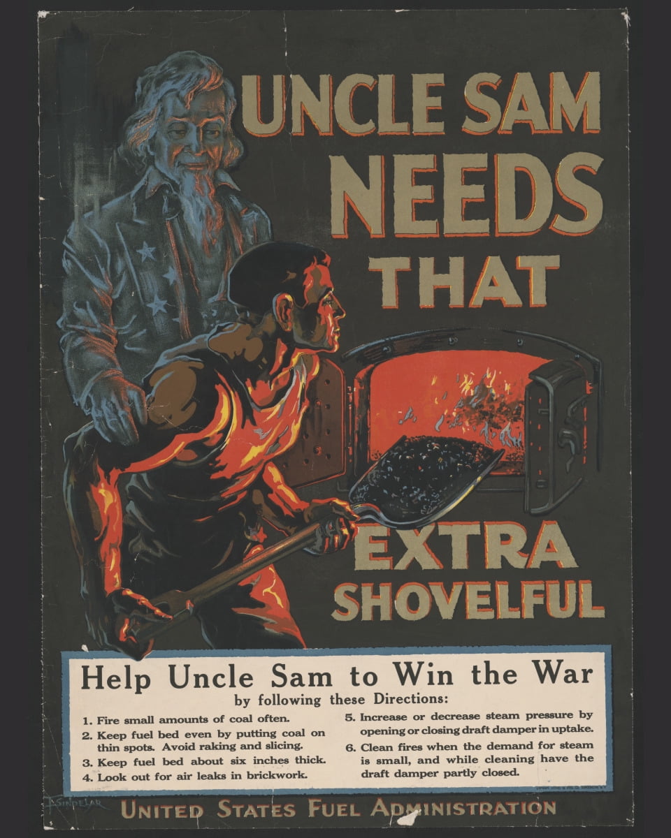 Print: Uncle Sam Needs That Extra Shovelful, 1918 - Walmart.com