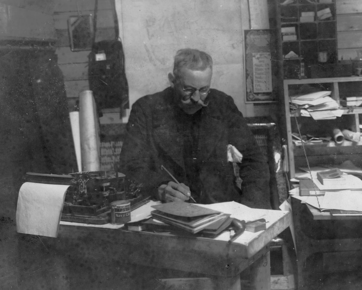 Print: Walter Wellman, Half-Length Portrait, Seated At Desk, Facing ...