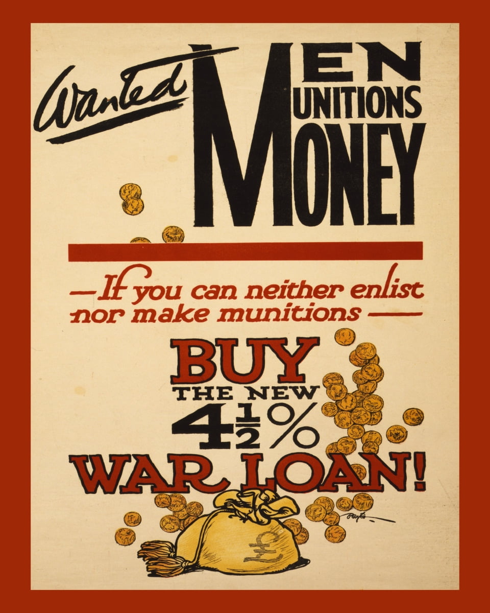 Print: Wanted - Men, Munitions, Money. If You Can Neither Enlist Nor ...