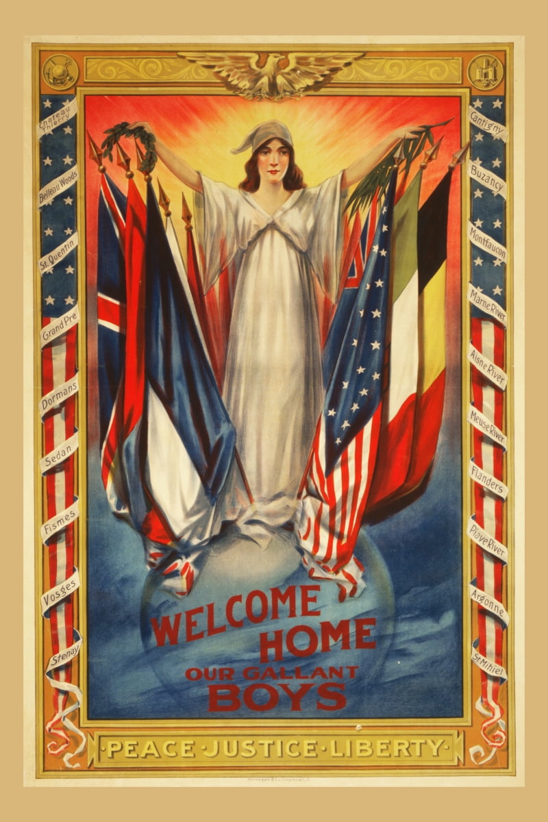 Print: Welcome Home Our Gallant Boys Peace, Justice, Liberty /, 1918 ...