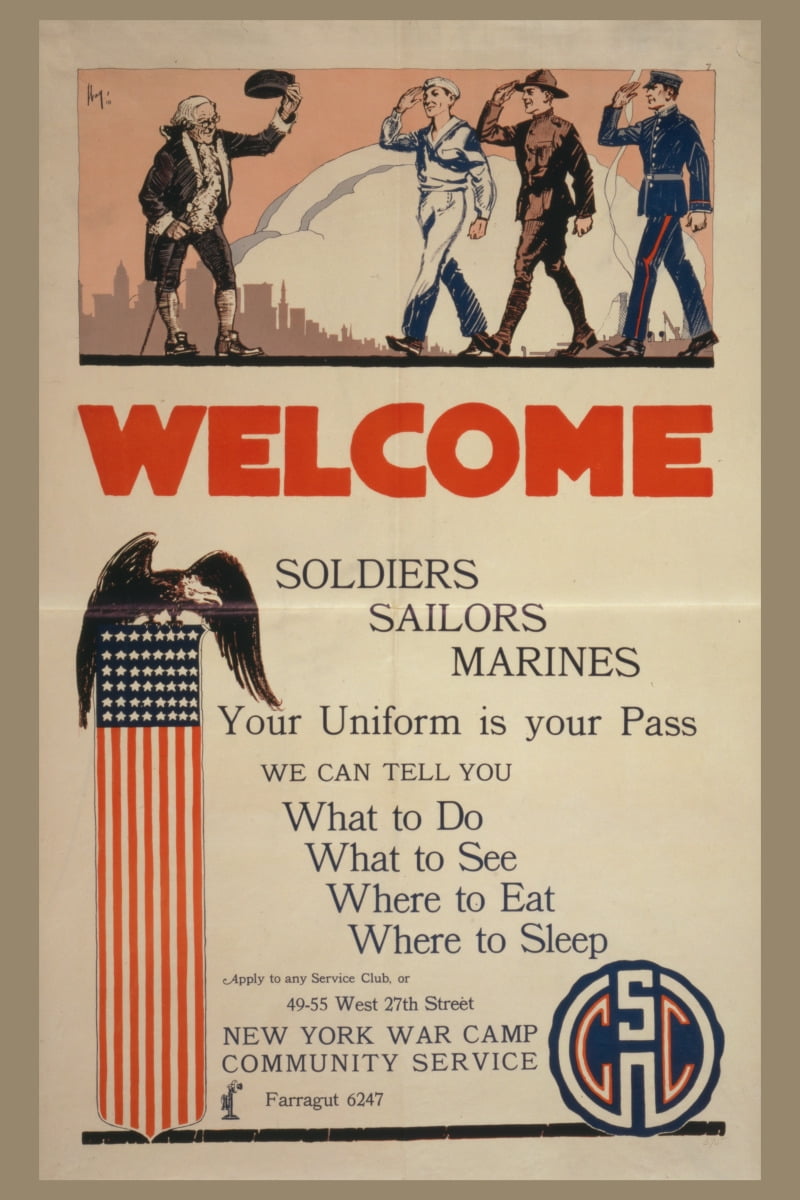 Print: Welcome Soldiers Sailors Marines Your Uniform Is Your Pass--We ...