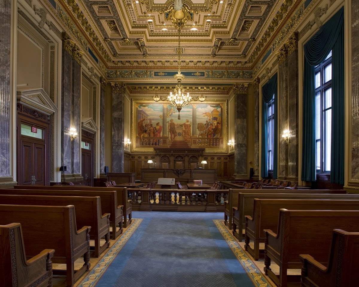 Print: West Courtroom, Howard M. Metzenbaum U.S. Courthouse, Cleveland ...