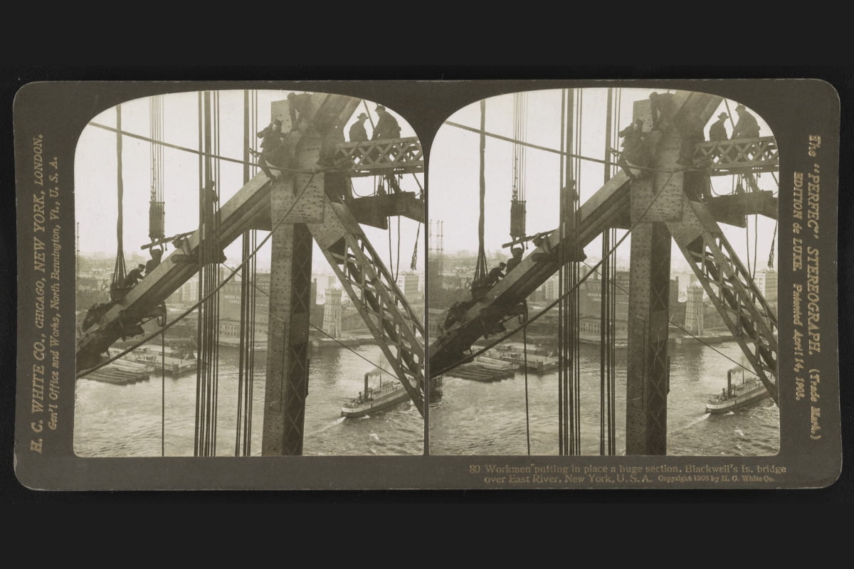 Print: Workmen Putting In Place A Huge Section, Blackwell's Is. Bridge ...