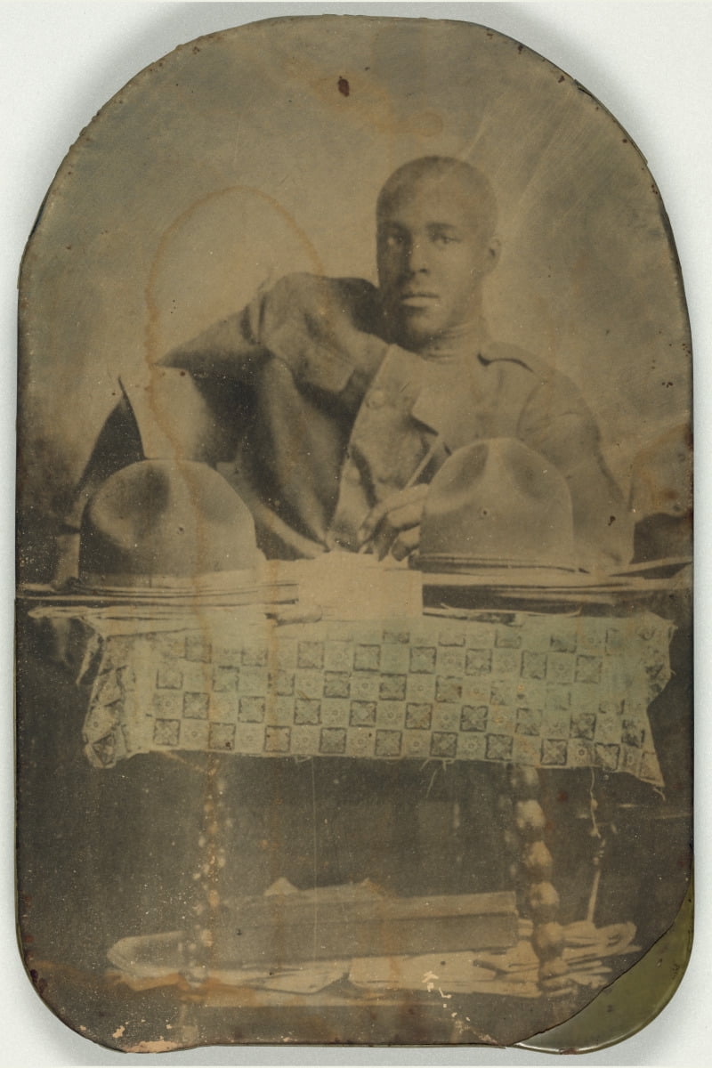 Print: World War I Soldier, Half-Length Portrait, Seated, Facing Front ...