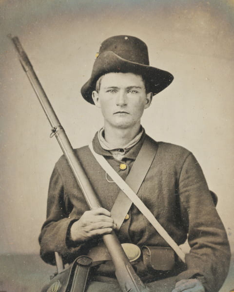 Print: Young Civil War Soldier, Union Uniform, Hardee Hat, Musket ...