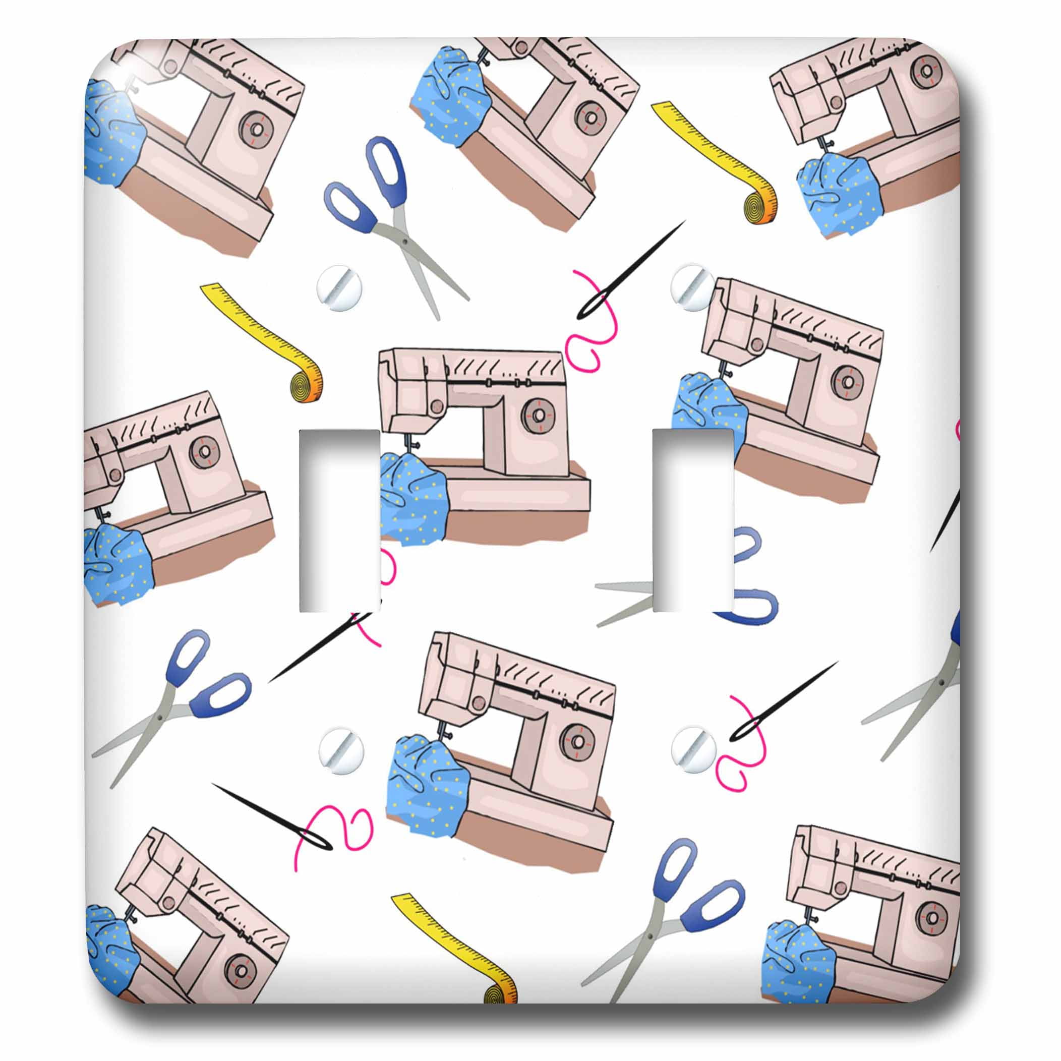 3dRose, Print of Adorable Sewing Repeat Pattern, double toggle switch ...