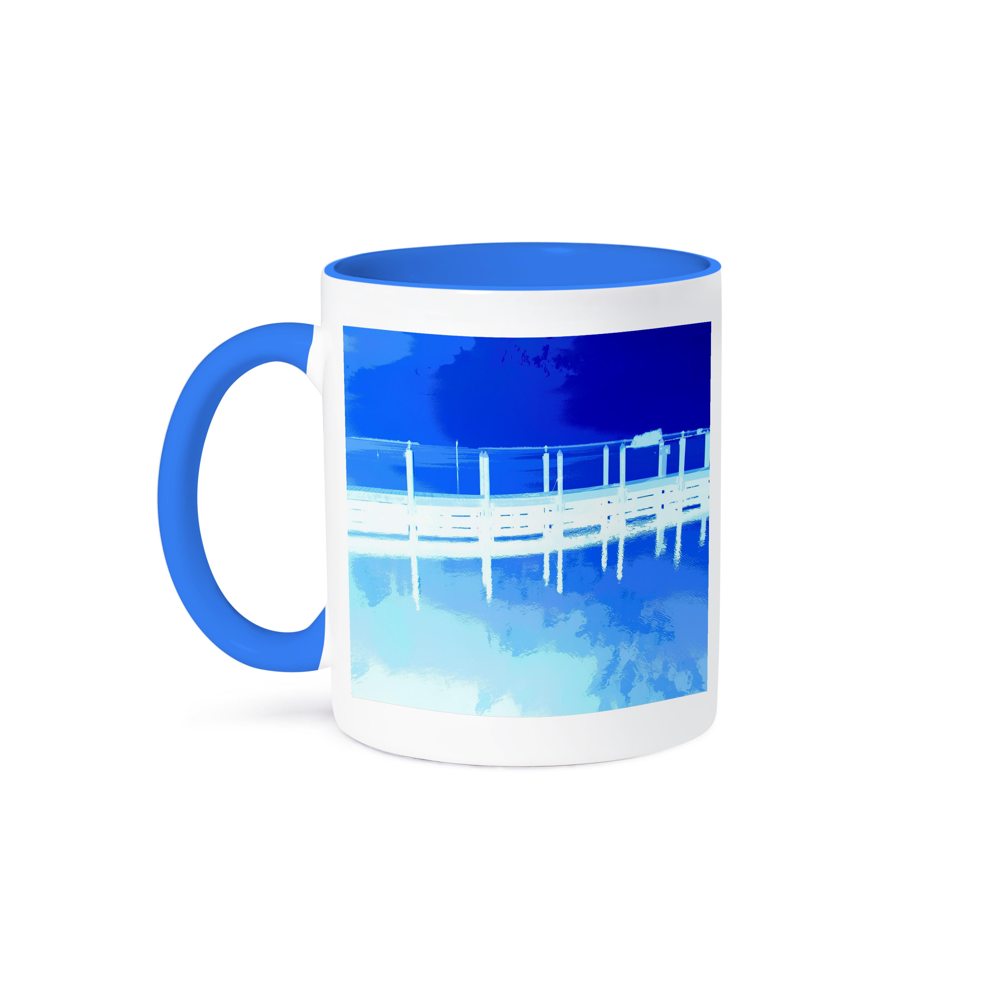 3dRose, Print of Boat Dock Water And Sky In Abstract, 11oz Two-Tone Blue Mug - Walmart.com