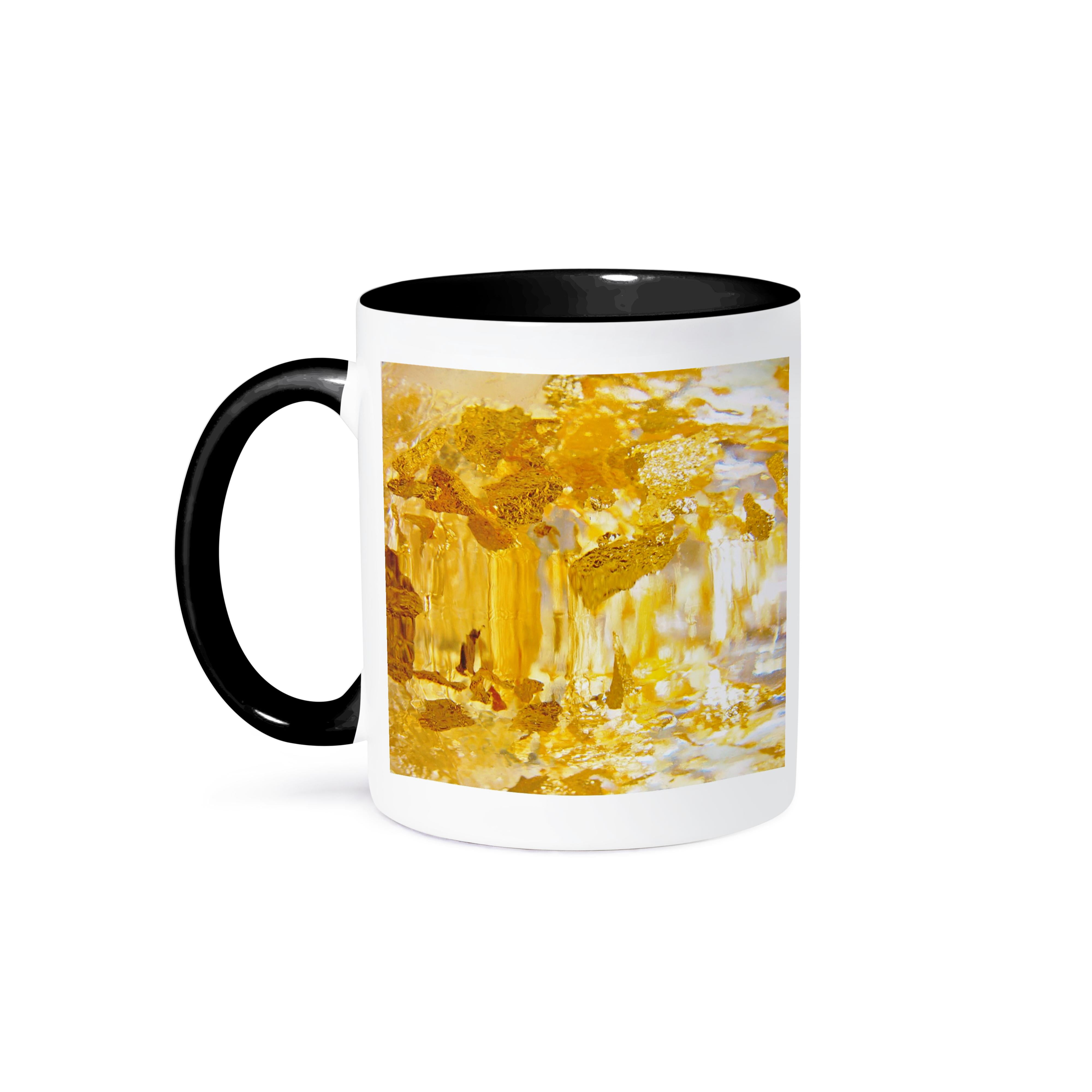 3dRose, Print of Close Up Of Gold in Glass Ball, 15oz Two-Tone Black ...