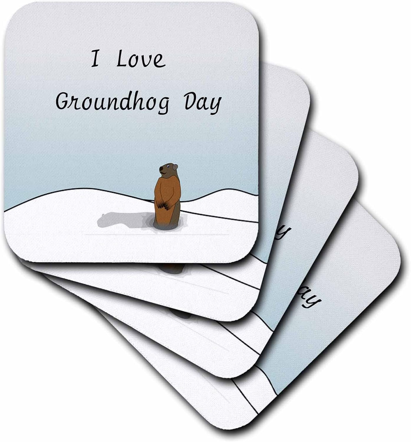 Print of I Love Groundhog Day Cartoon - Ceramic Tile Coasters, Set of 4 ...