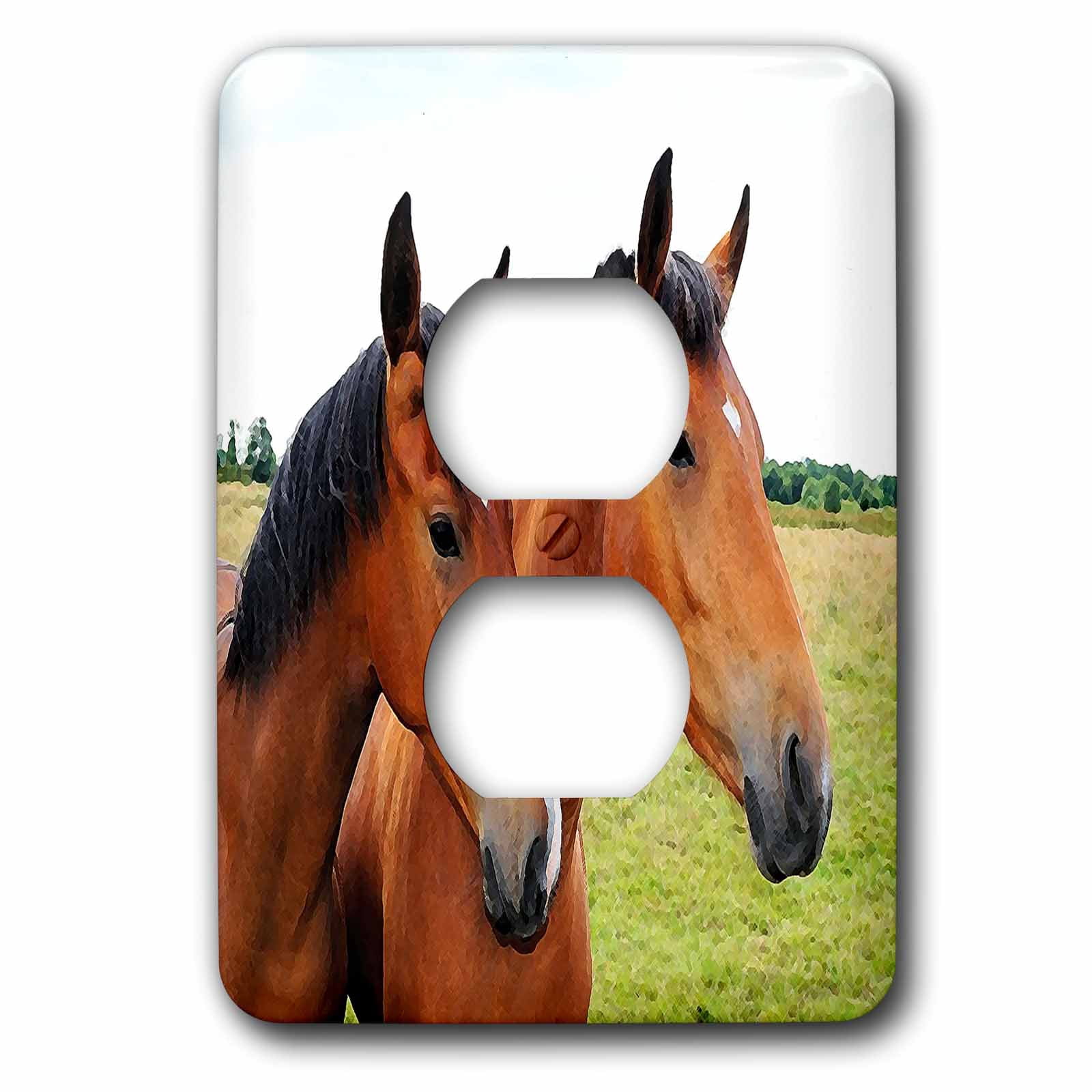 3dRose, Print of Pair Of Horses Painting, 2 plug outlet cover - Walmart.com