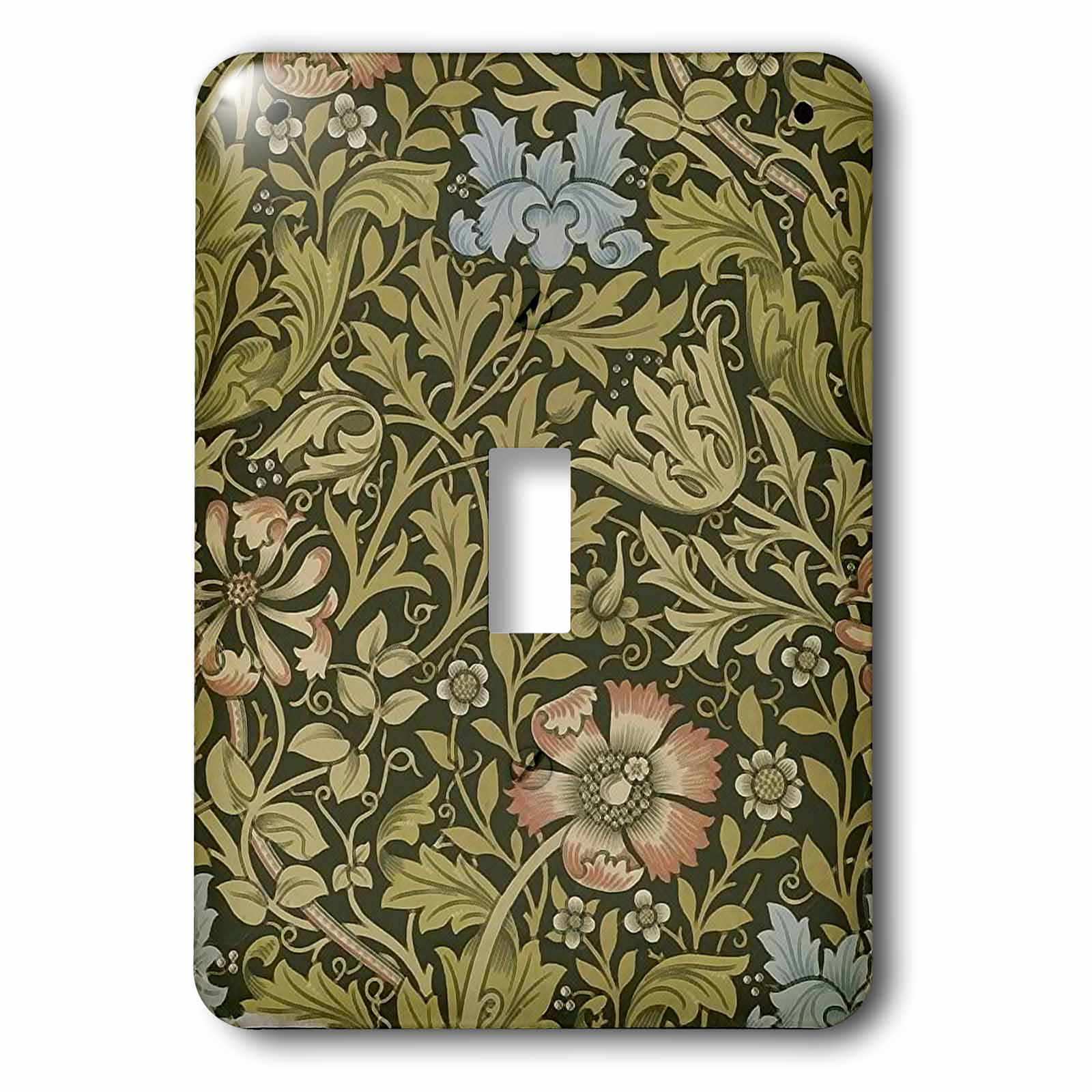 Print of Vintage Olive Green n Black Floral Pattern single toggle ...