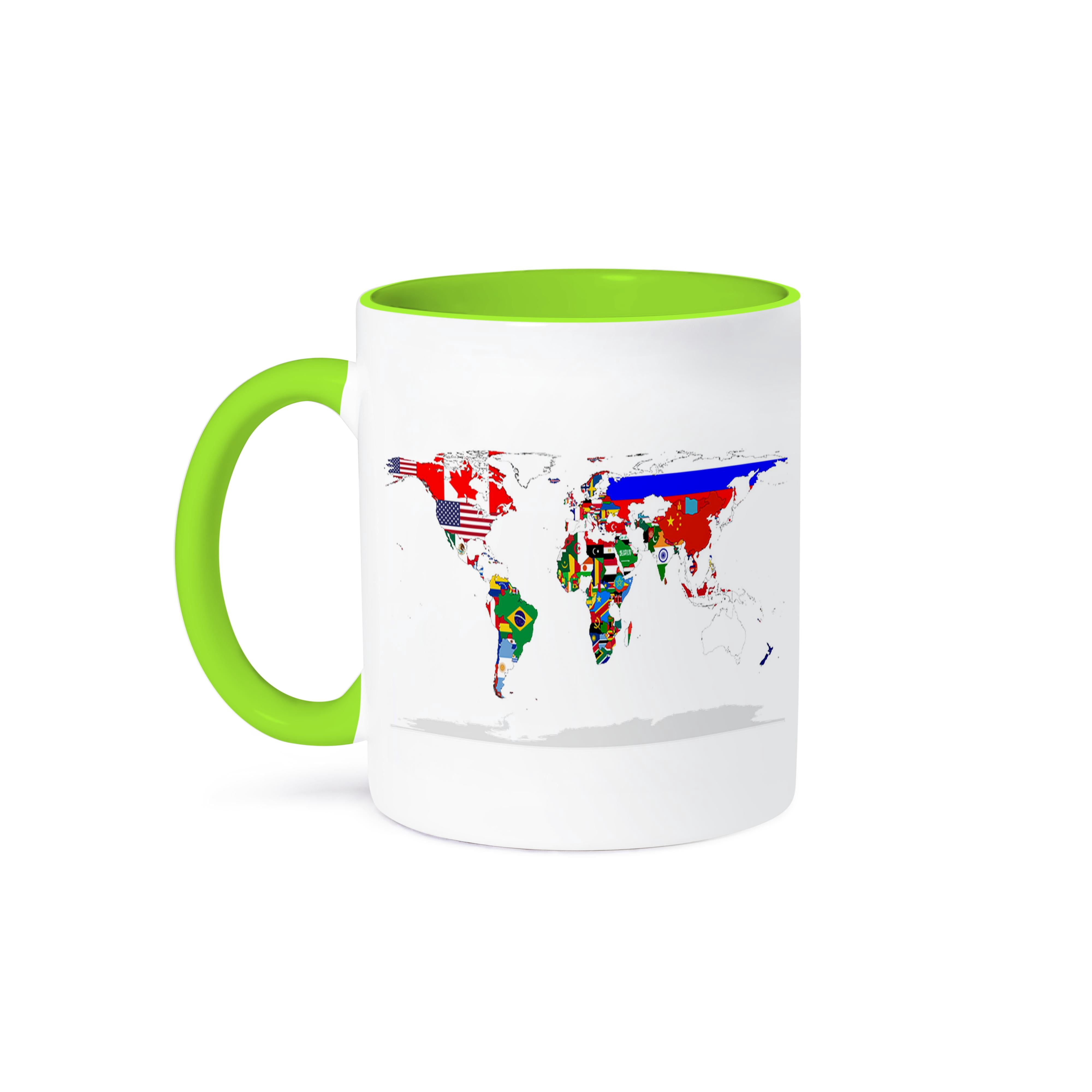 3dRose, Print of World Map With Countries Flags, 15oz Two-Tone Green ...
