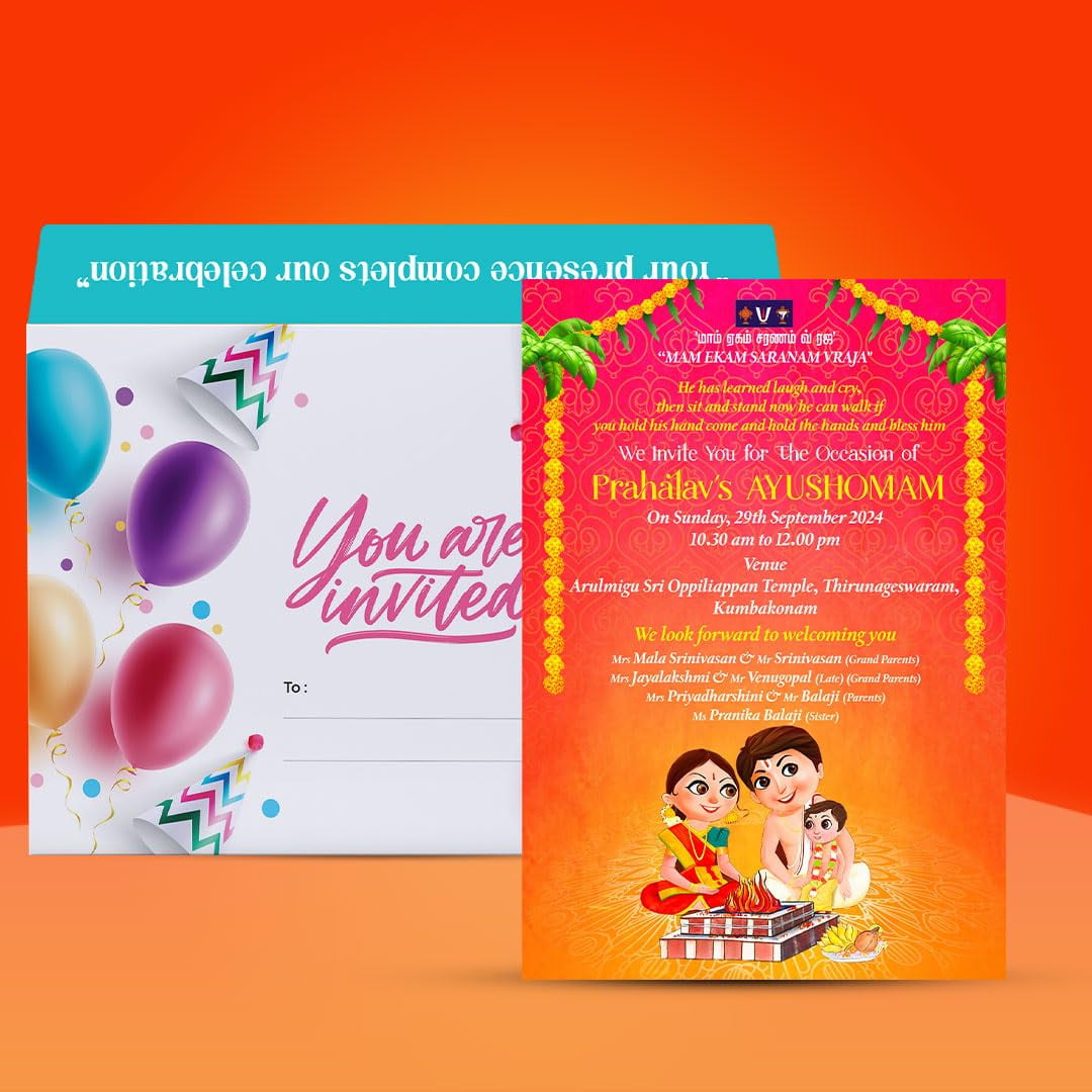 PrintFixels Customized Ayush Homam themed Birthday Invitation Cards ...