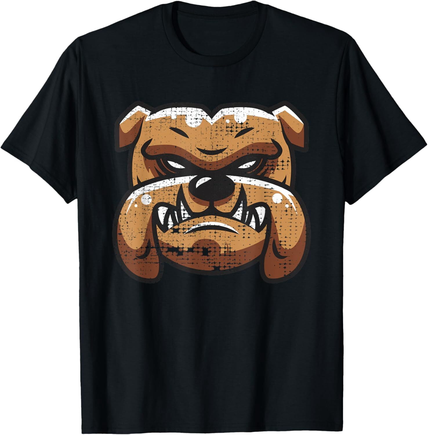 PrintJunkie Angry But Cute Bulldog Face House Guard American Bulldog T ...