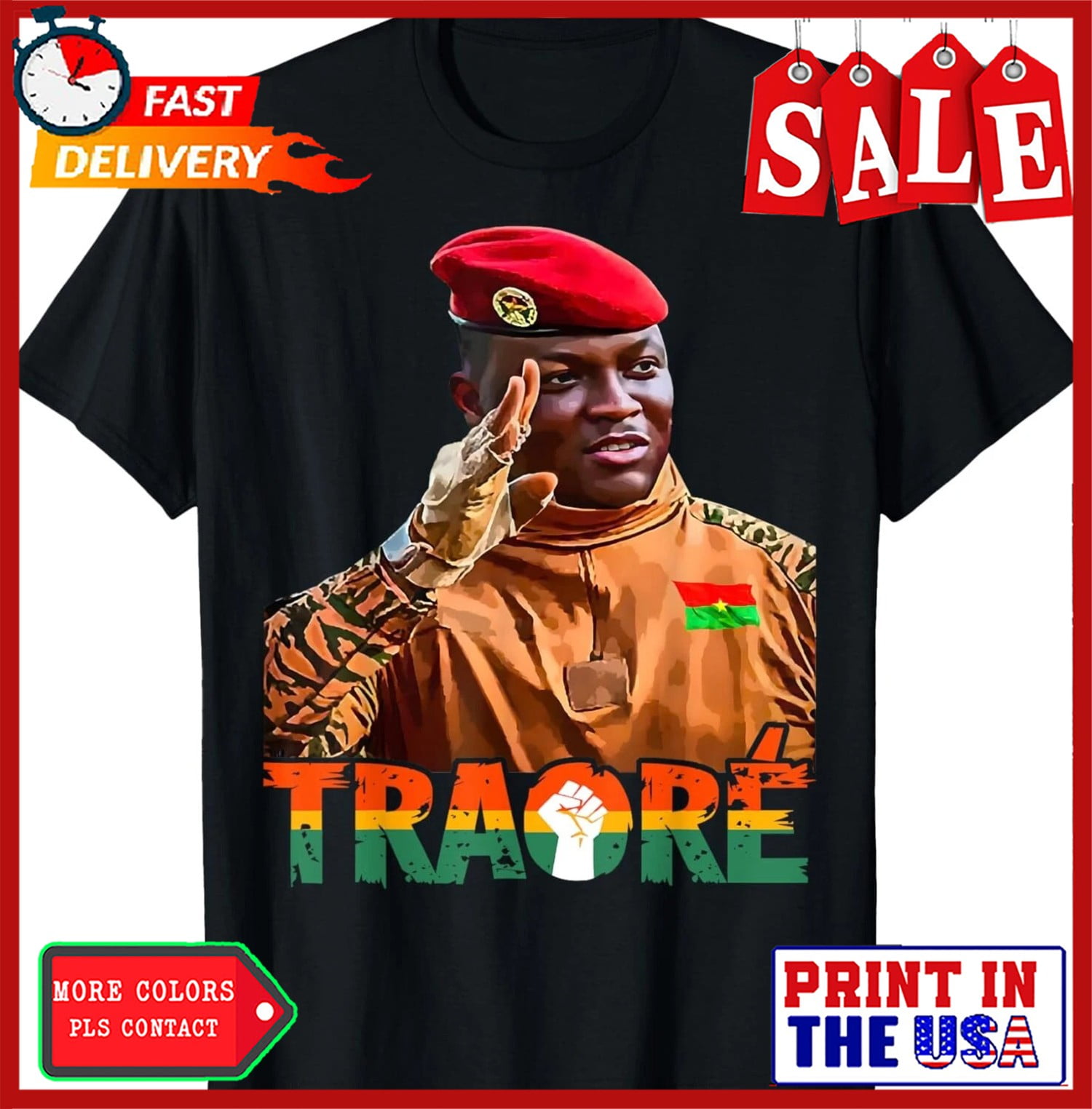 PrintJunkie Burkina Faso- Ibrahim Traorï¿½ Thomas Sankara African President Unisex T-Shirt ...