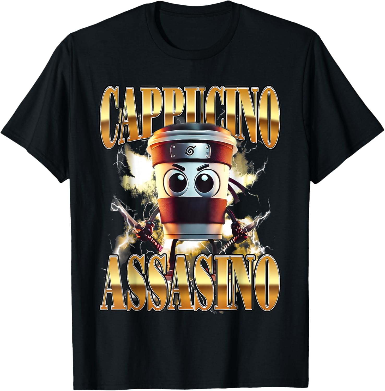 PrintJunkie Cappuccino Assassino Coffee Lovers Italian Brainrot T-Shirt ...