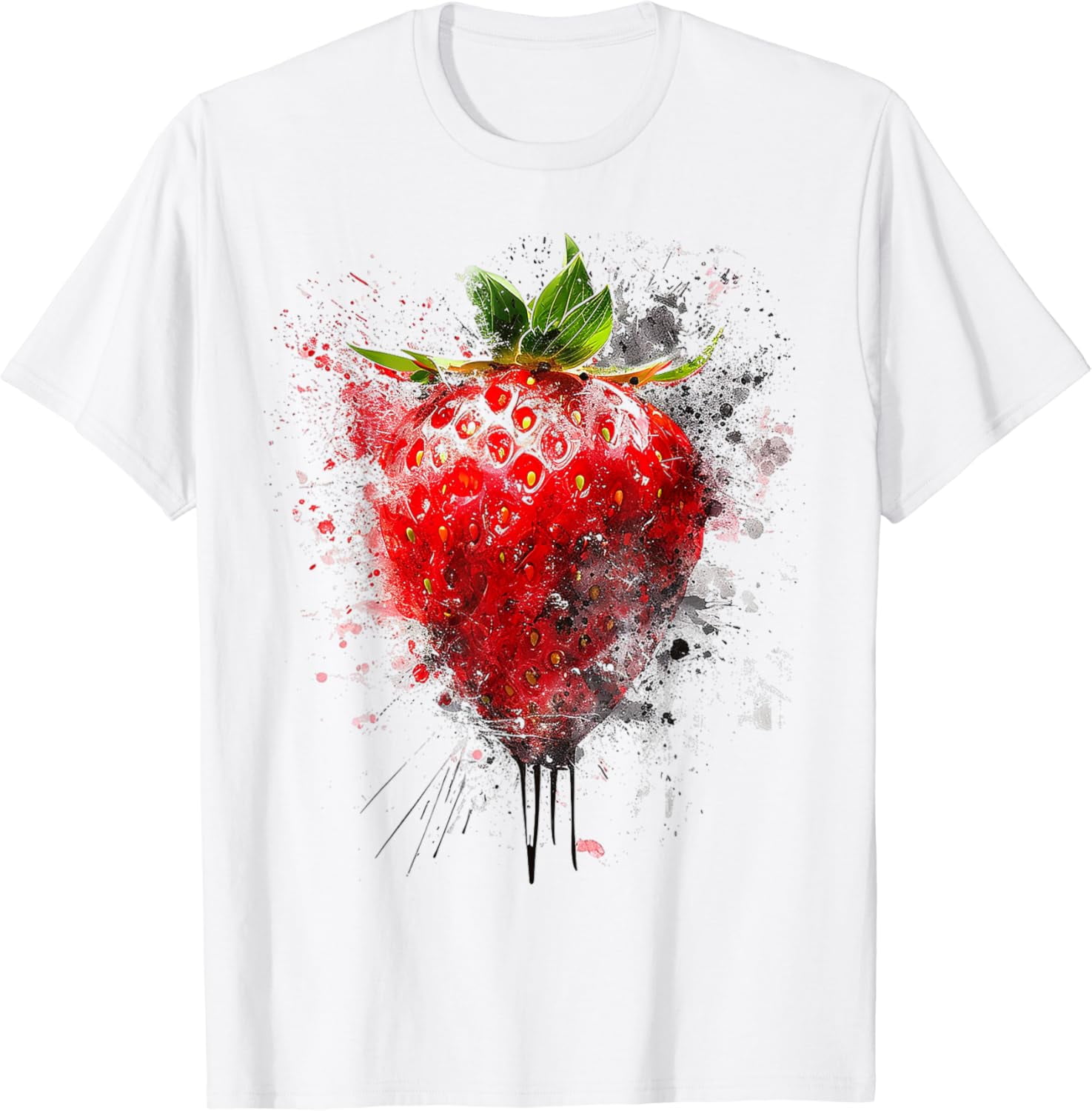 PrintJunkie Strawberry Drawing Abstract Painting Art Fruit Graphic T ...