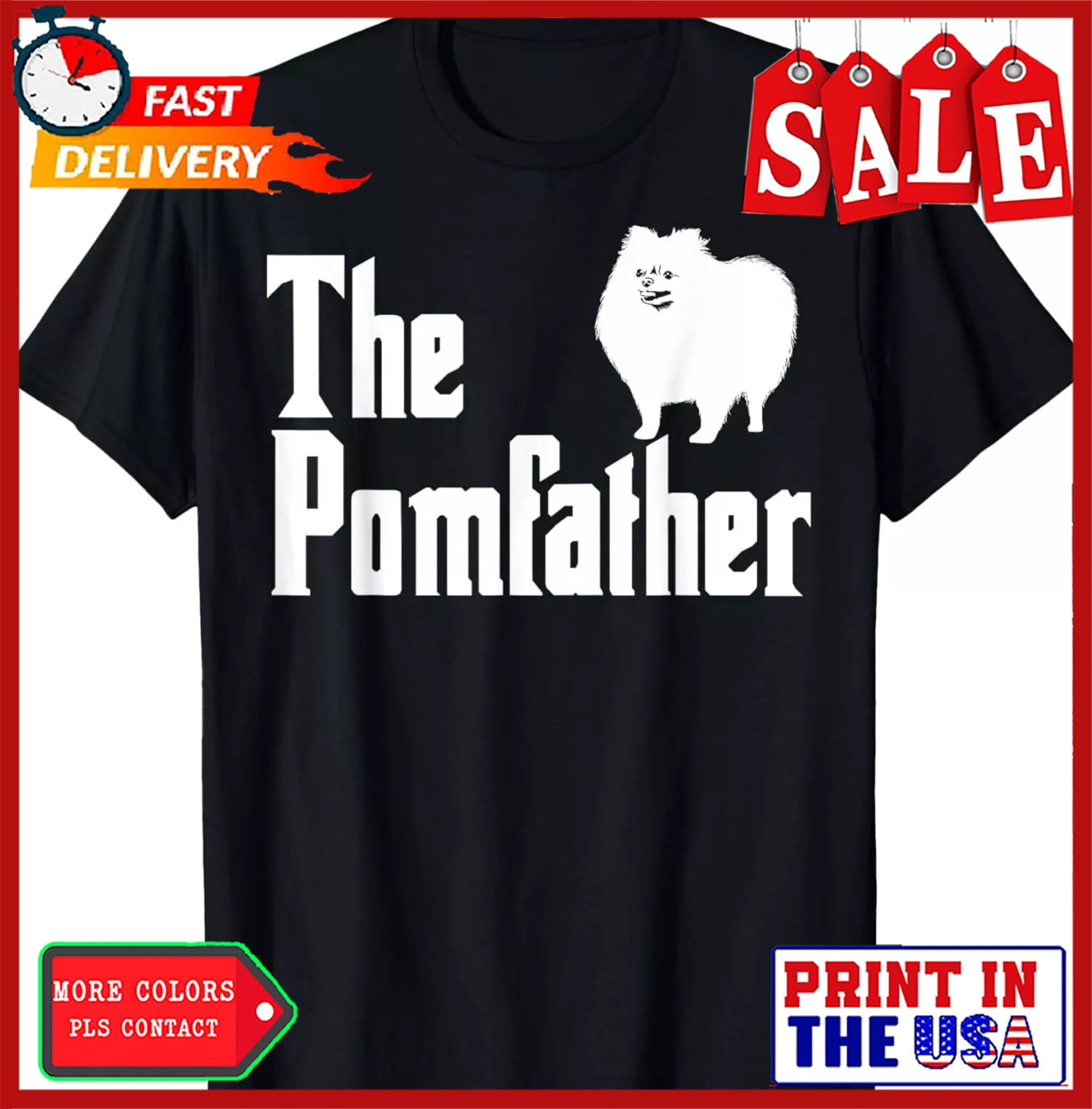 PrintJunkie The Pomfather Pomeranian Daddy Pom Dog Lover Pomsky Owners ...