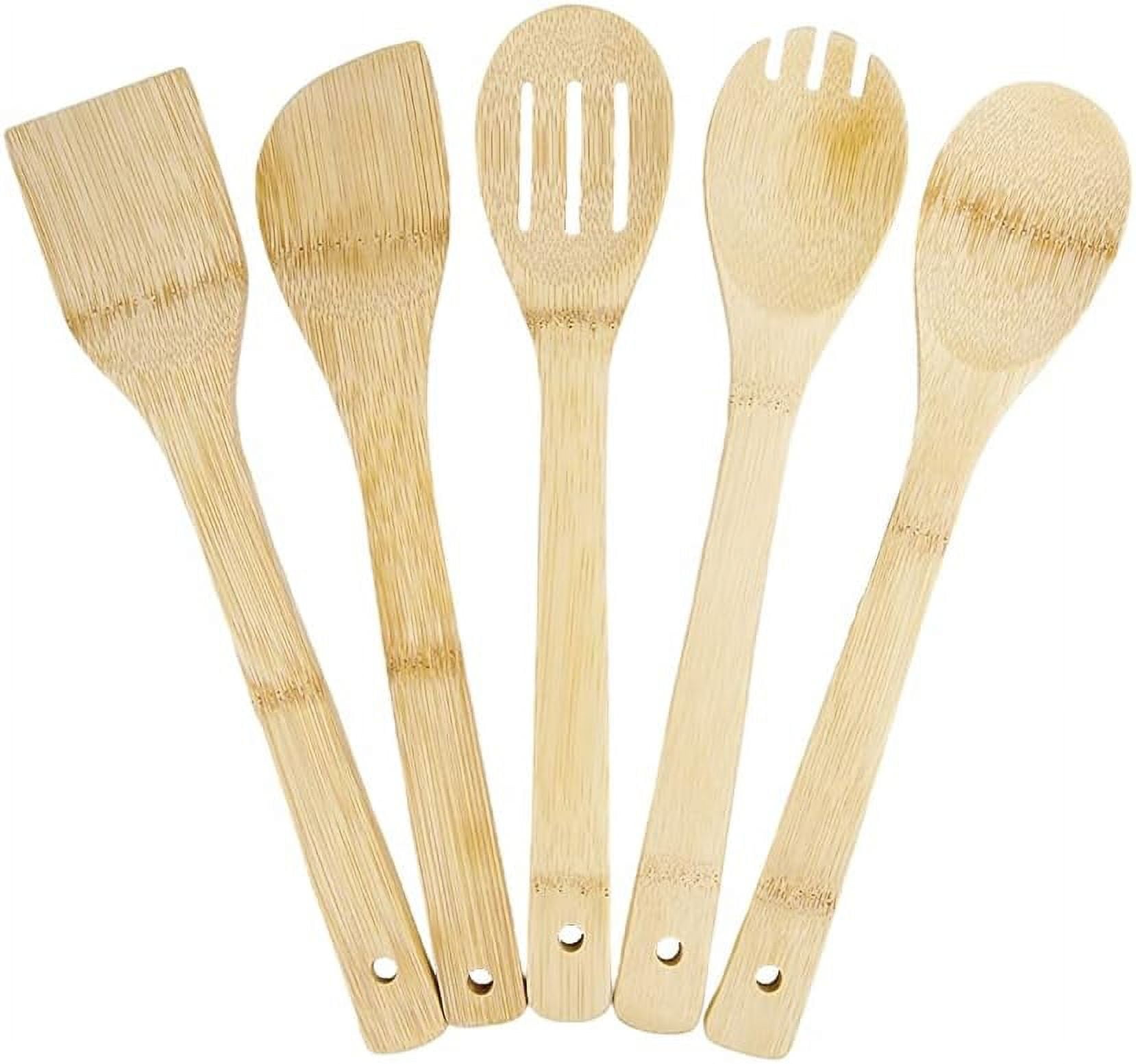 PrintSupremacy Bamboo Cooking Spoons Set, Non Stick Wooden Kitchen ...
