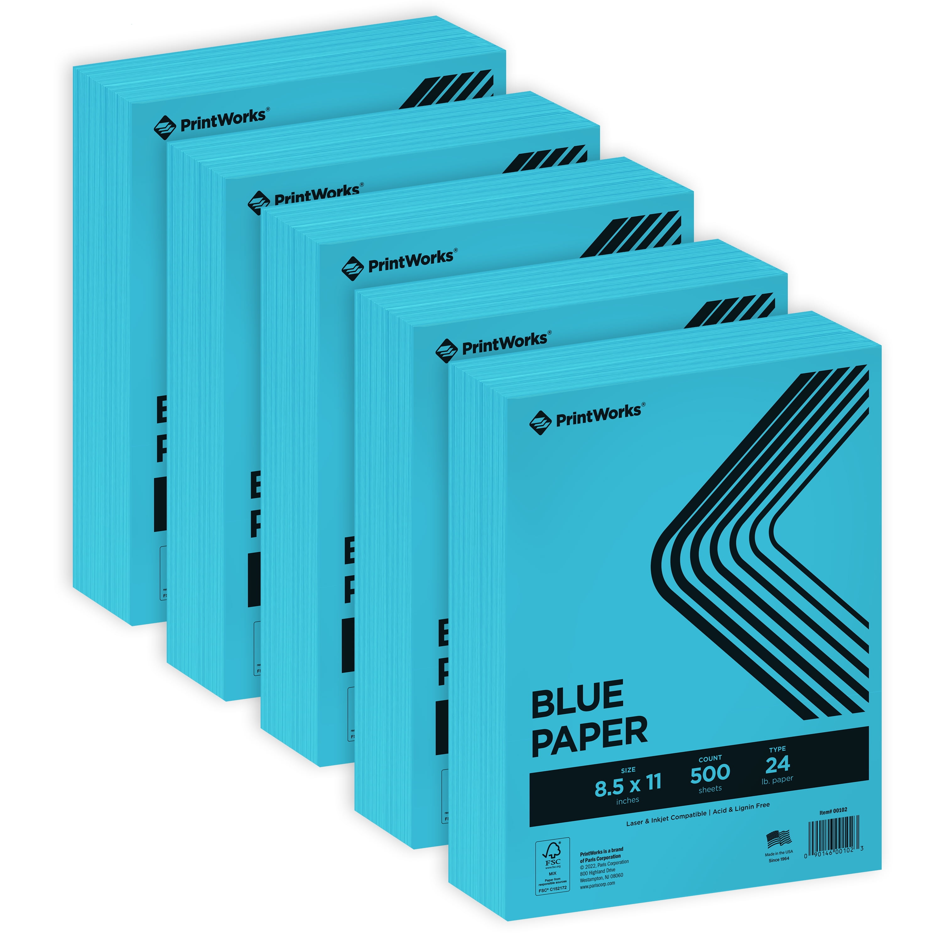 PrintWorks Blue Copy Paper, 8.5" x 11", 24 lb, 2500 Sheets - Walmart.com