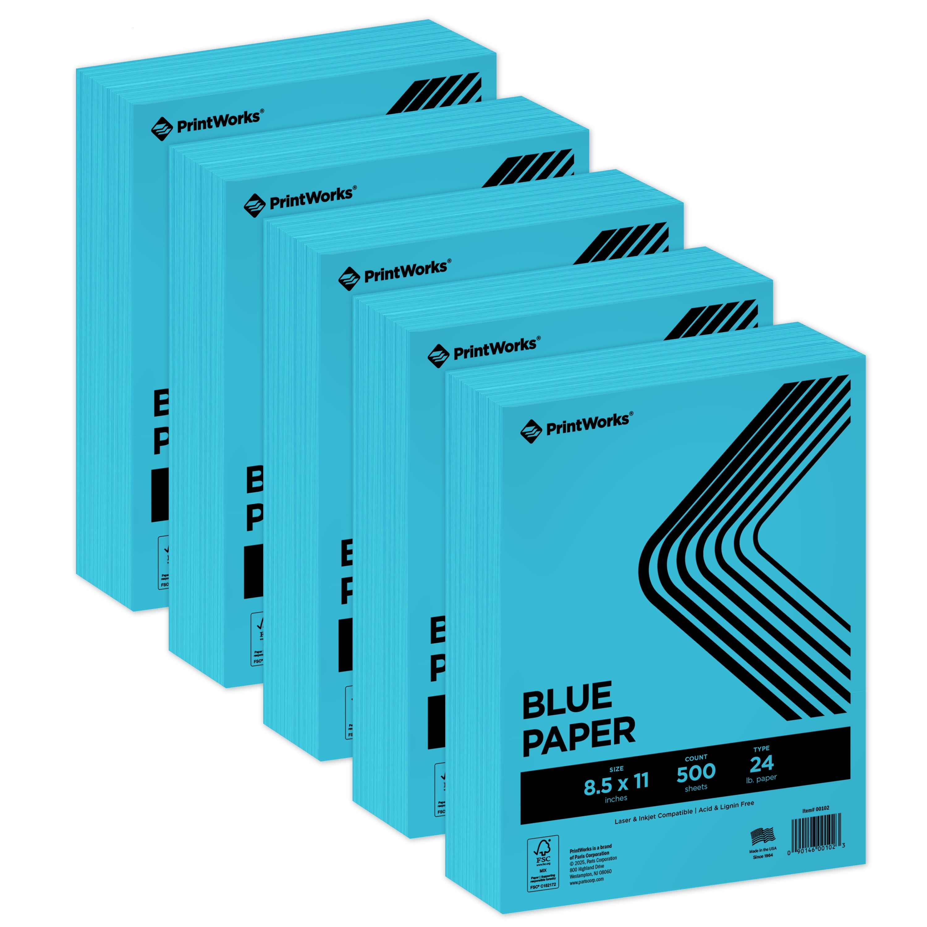 PrintWorks Premium Bright Blue Colored Paper 8.5" x 11" - 24 lb/89 gsm ...