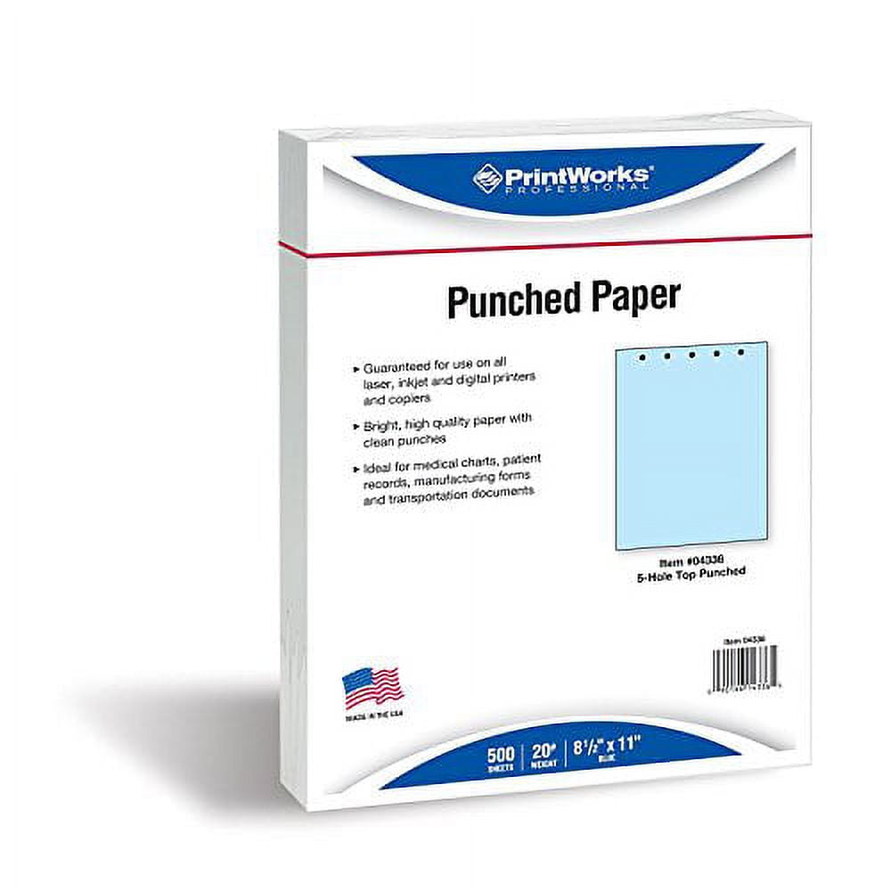 PrintWorks Professional Pre Punched Paper, 5 Hole Punch Top For Top ...