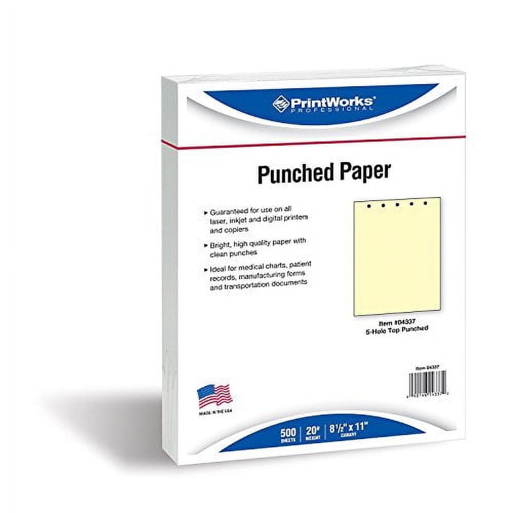 PrintWorks Professional Pre Punched Paper, 5 Hole Punch Top For Top ...