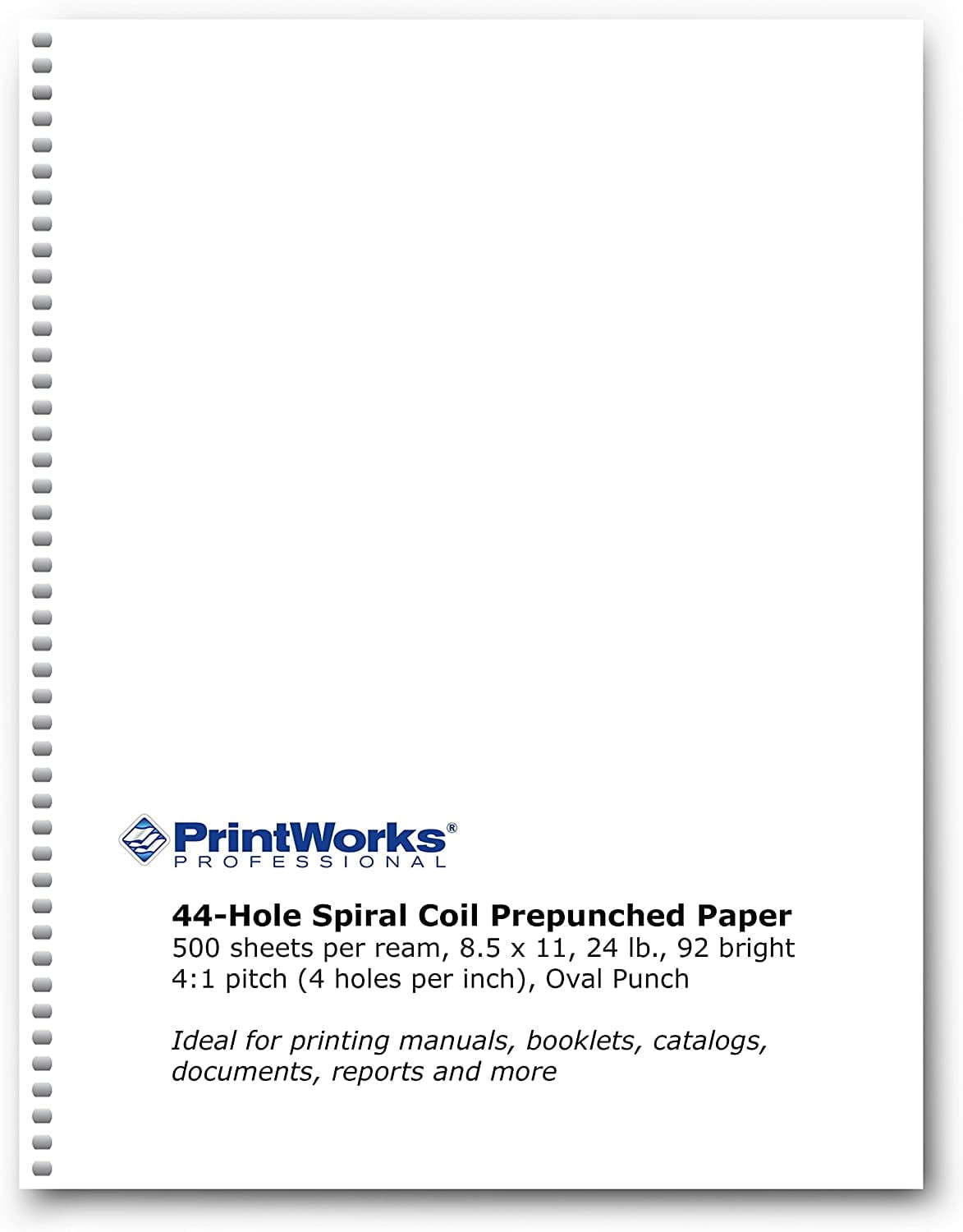 Pre-punched Copy Paper, 44-Hole Spiral, 24 lb, 500 Sheets, 8.5 x 11 ...