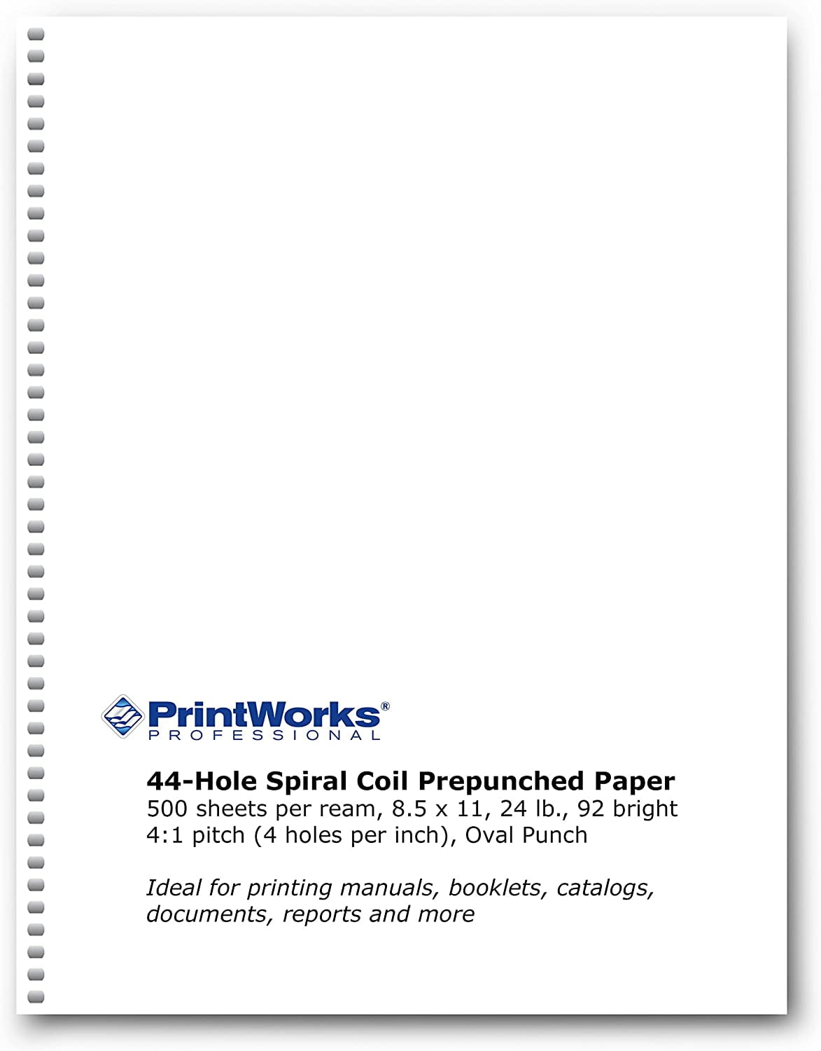Pre-punched Copy Paper, 44-Hole Spiral, 24 lb, 500 Sheets, 8.5 x 11 ...