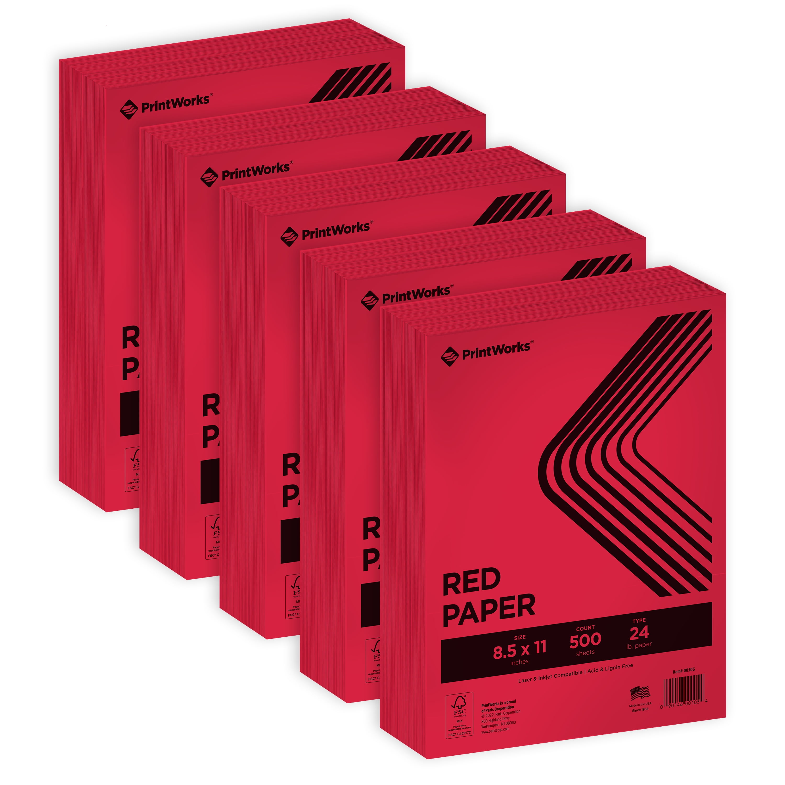 PrintWorks Red Copy Paper, 8.5" x 11", 24 lb, 2500 Sheets - Walmart.com