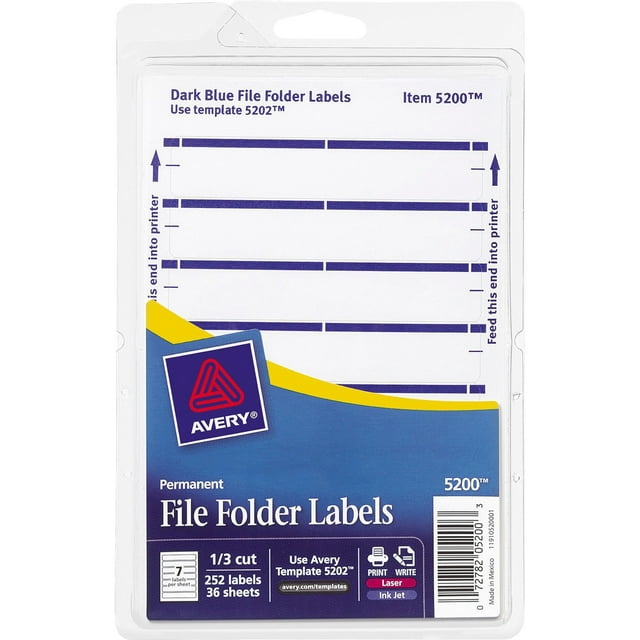 Printable 4" X 6" - Permanent File Folder Labels, 0.69 X 3.44, White, 7 ...