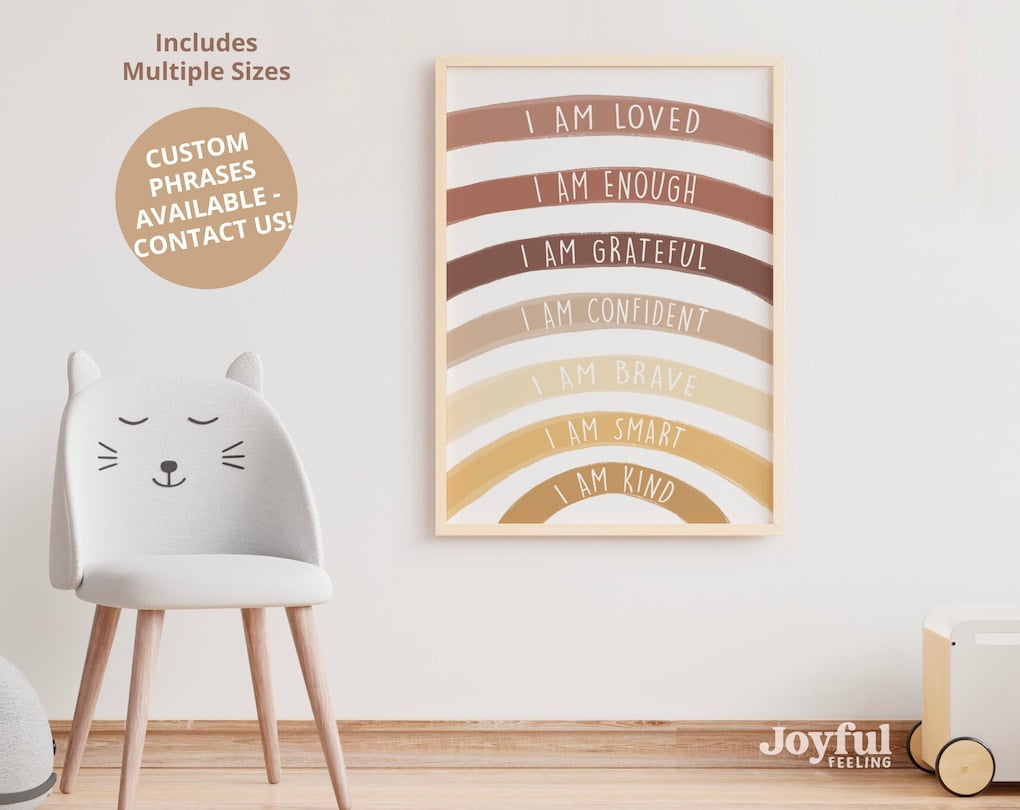 Printable Affirmation Poster For Kids Rainbow Motivational Wall Art ...