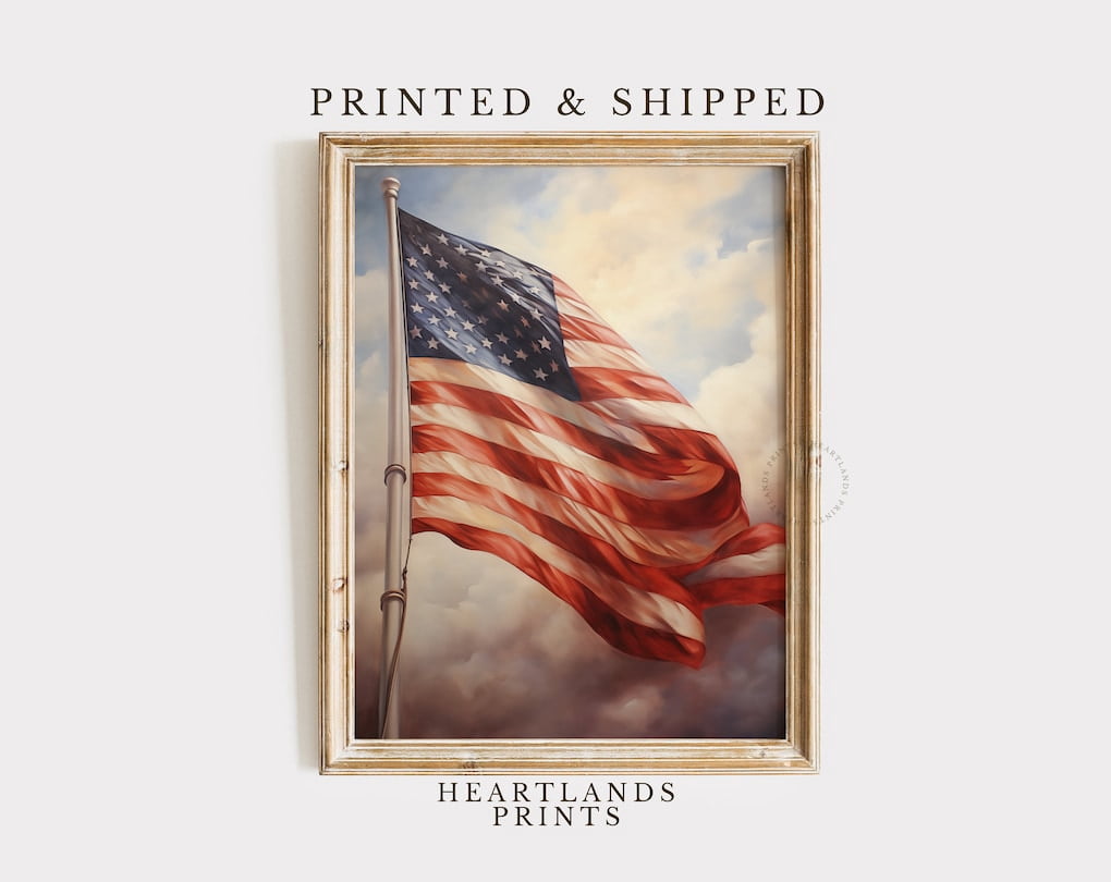 Printable American Flag Poster Print Artwork, Patriotic Americana Flag ...