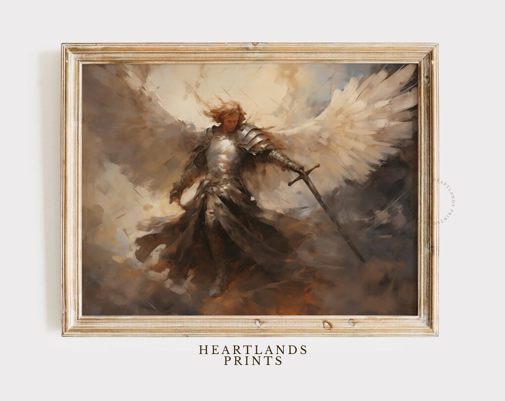 Printable Archangel Artwork Saint Michael The Archangel Printable Art Religious Wall Art ...