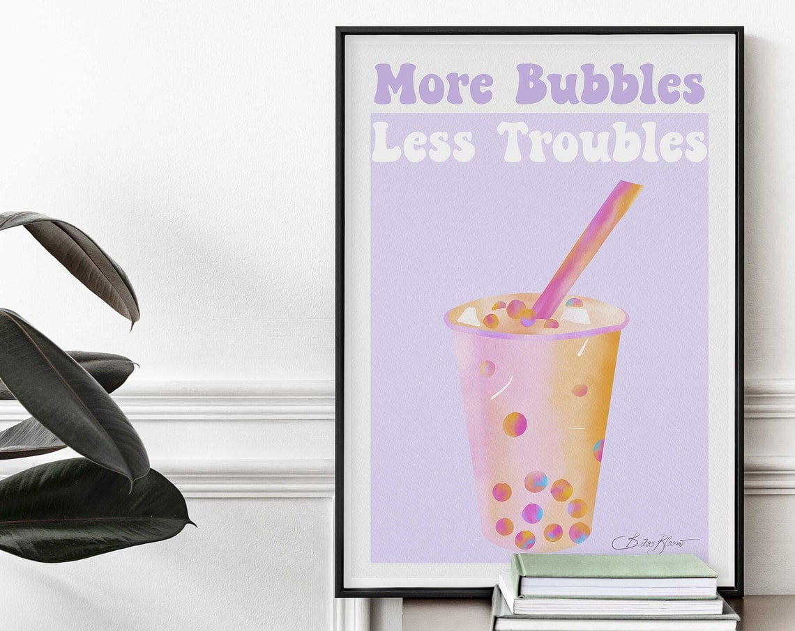 Printable Bubble Tea Wall Art - Modern Boba Tea Poster - Bubble Tea ...