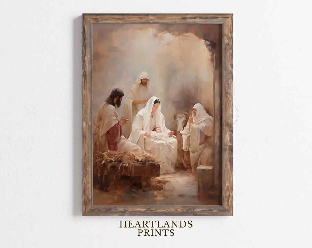 Printable Christian Nativity Art, Christmas Nativity Jesus Wall Art ...