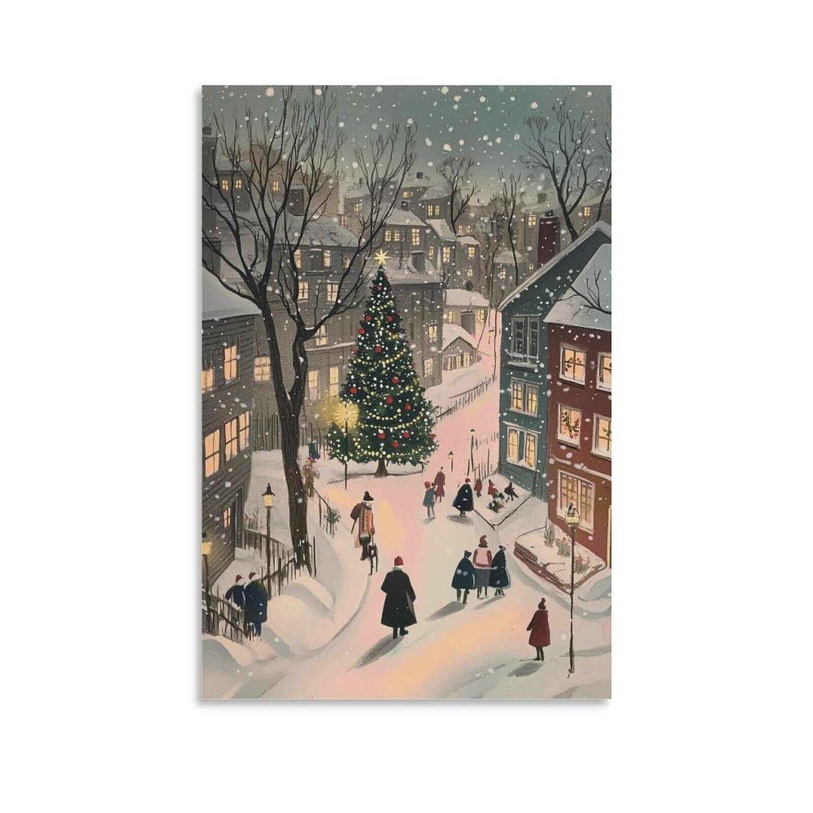 Printable Christmas Eve Wall Art, Retro Winter Holiday Art, Cheerful ...