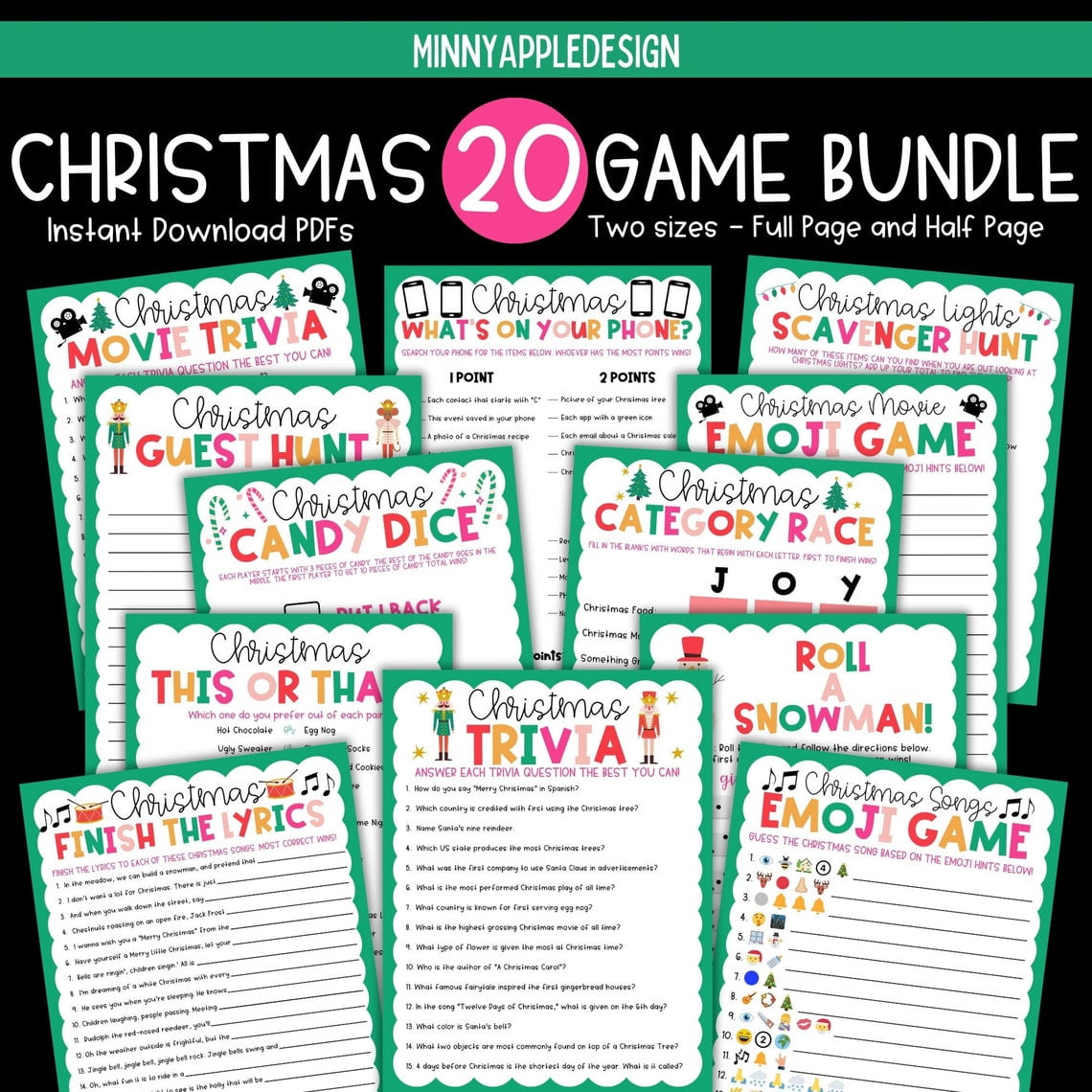 Printable Christmas Game Bundle, Christmas Party Games, Christmas Games ...