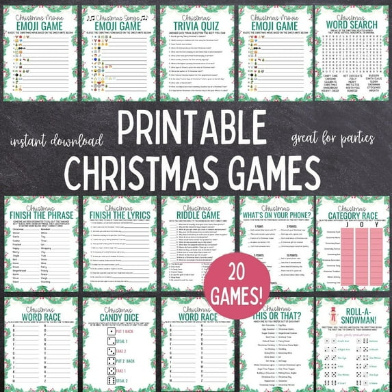 Printable Christmas Game Bundle, Christmas Party Games, Christmas Games ...