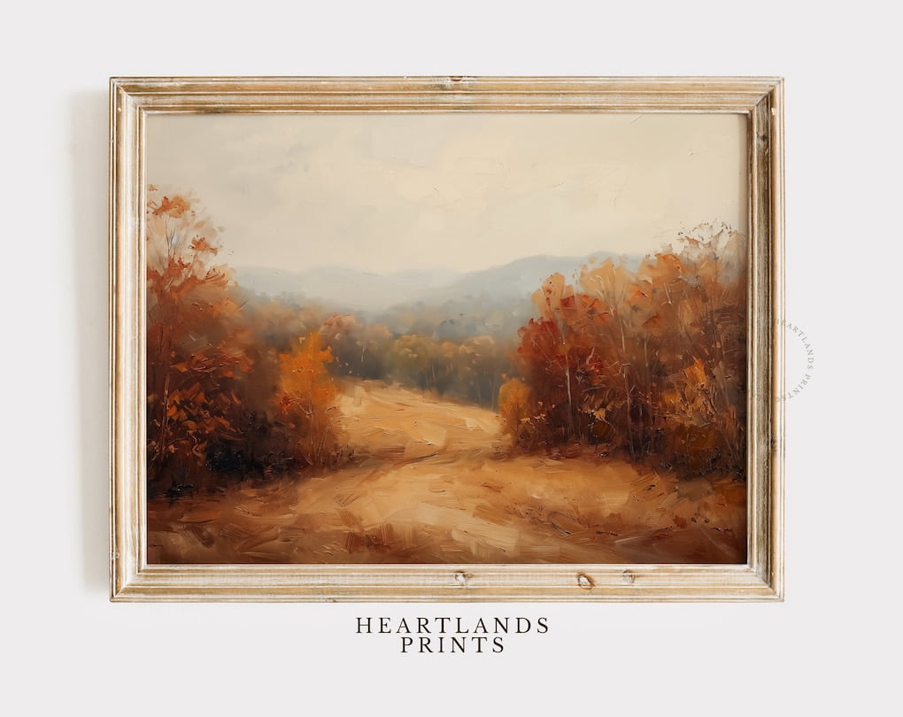 Printable Fall Mountain Artwork, Autumn Forest Wall Art Painting ...