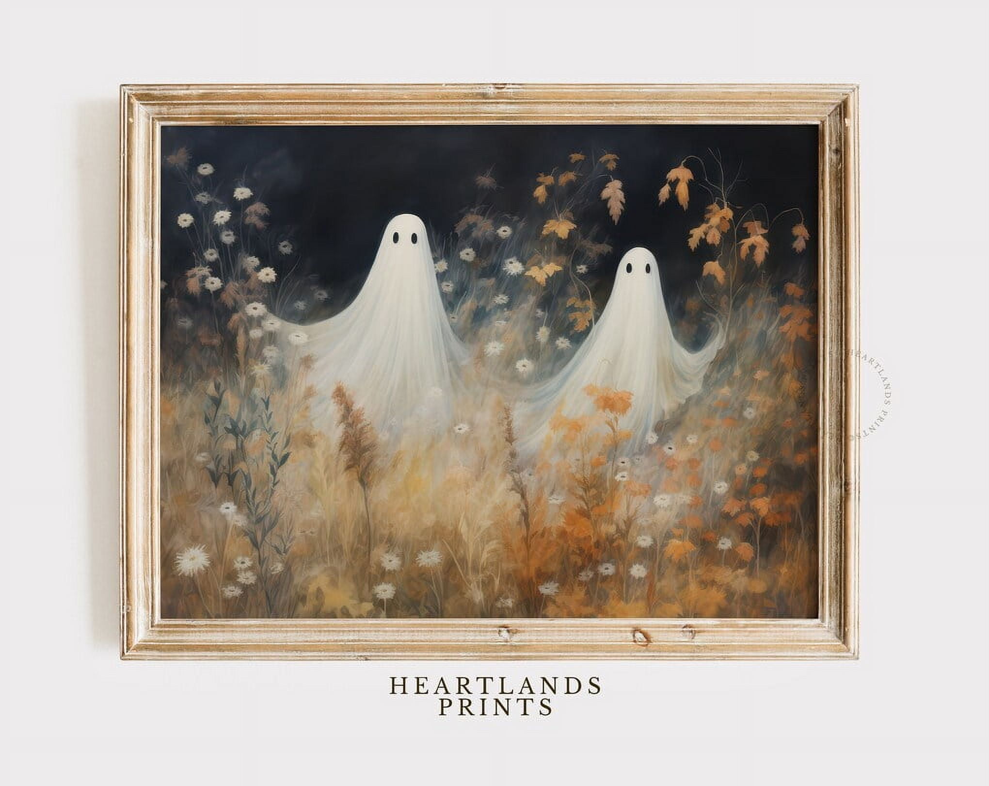 Printable Ghost Artwork Painting Of 2 Spooky Cute Ghosts, Haunted ...