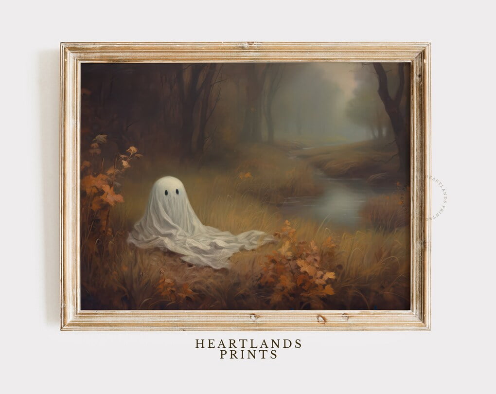Printable Ghost Artwork Painting Of Spooky Cute Ghost, Haunted ...