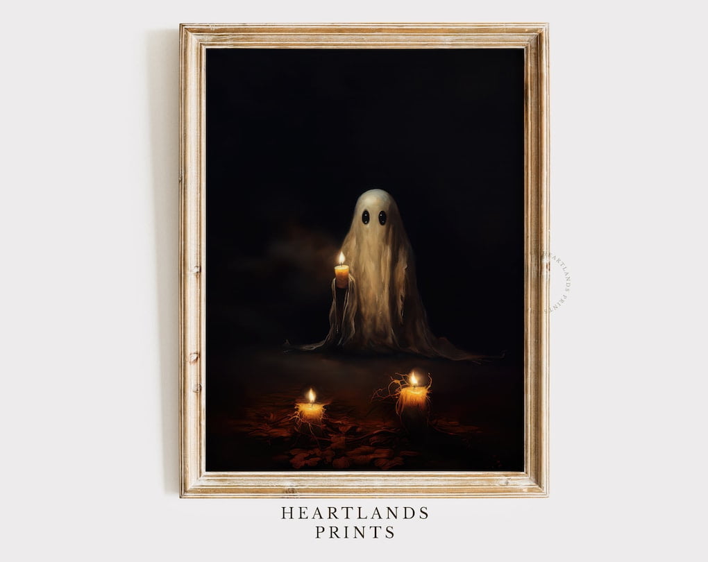Printable Ghost Artwork Painting Of Spooky Cute Ghost, Haunted ...
