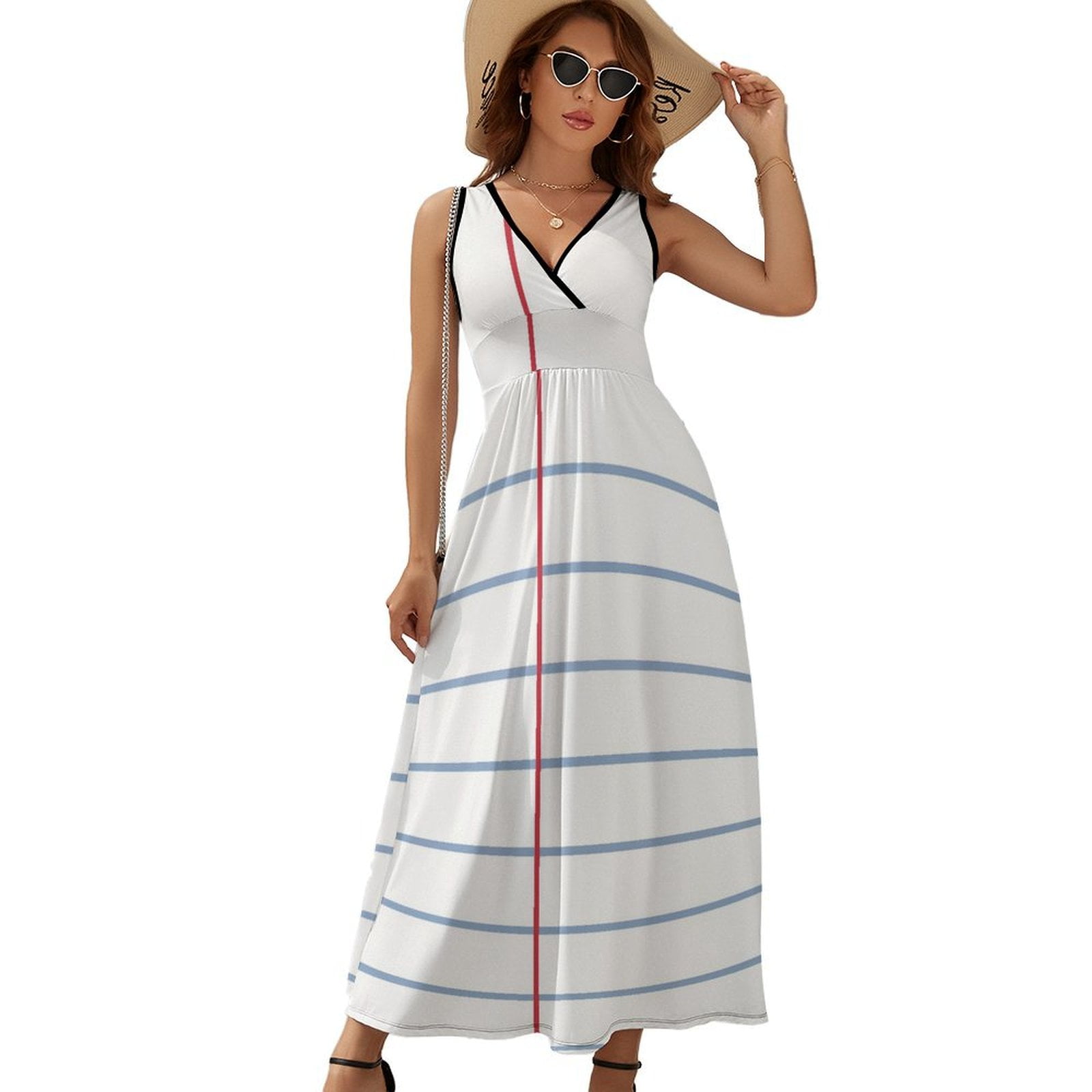 Printable Graph Paper Dress Summer Street Style Bohemia Long Dresses ...