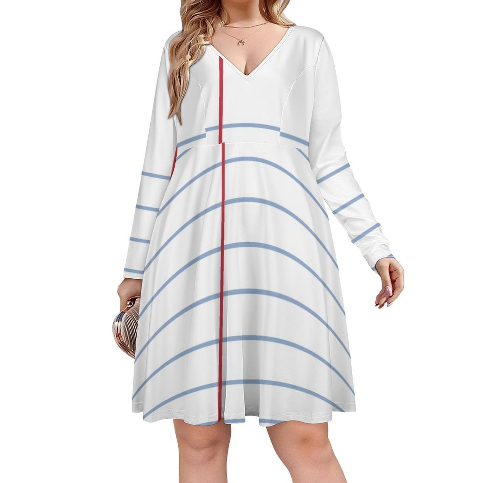 Printable Graph Paper Long Sleeve Sexy Dresses For Women Ladies Vintage ...